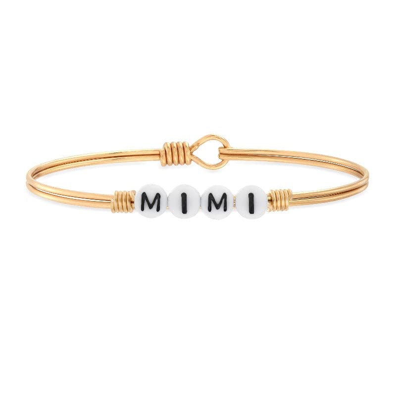Luca + Danni Mimi Letter Bead Bangle Bracelet For Women - Silver Tone Regular Size Made in USA