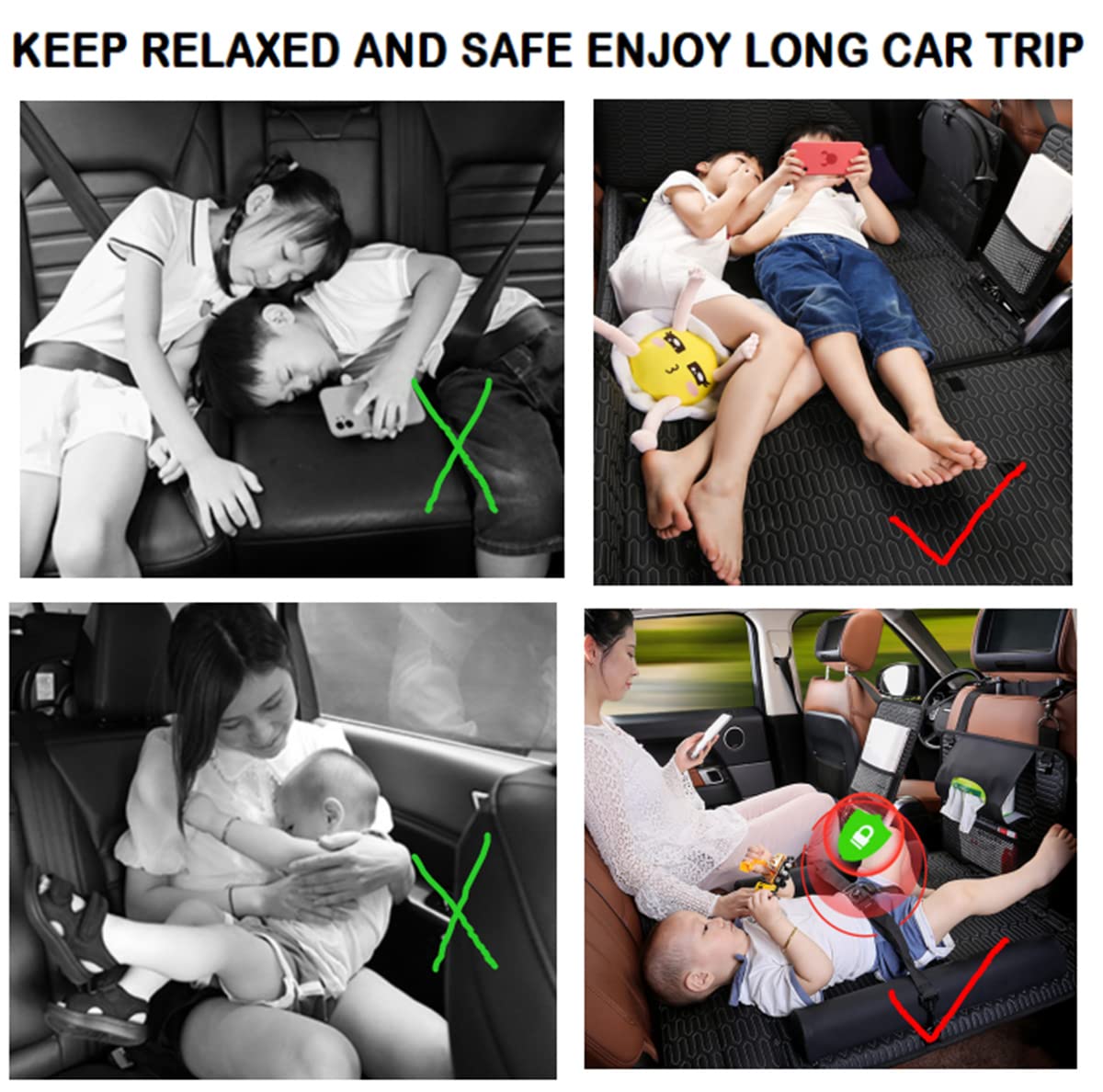 Non-Inflatable, Foldable Mattress for SUV Sleeping, Portable Seat Bed , Car Back Seat Extender for Dogs, Travel for Camping Truck, Black