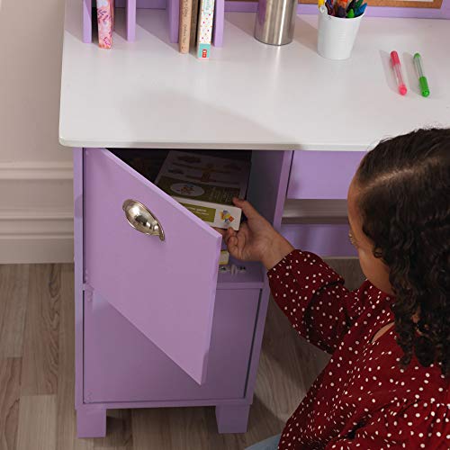 KidKraft Study Desk with Chair - Lavender, Drawers, Extra Storage, Handles, Bulletin Board, Sturdy, Solid, Kid-Sized Study, Gift for Ages 5-10