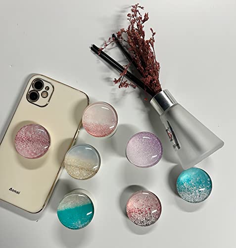 WUYULB Clear Crystal Collapsible Expandiing Mobile Phone Grip Stand Holder for Smartphones and Tablets Cell Phone Accessory (Purple Glitter)