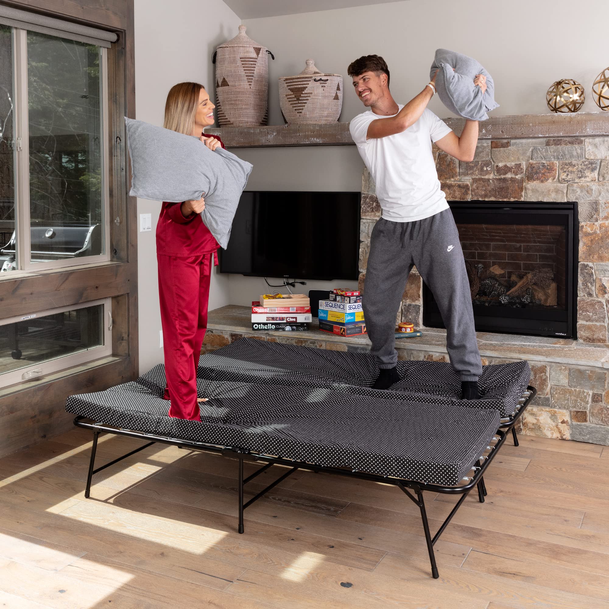LiteBed™ Folding Bed with Memory Foam Mattress - Portable Twin Fold Up Bed with Storage Bag - Luxurious Hideaway Foldable Bed with Frame - Foldaway Guest Bed for Adults & Kids - NO-RISK 100-DAY TRIAL