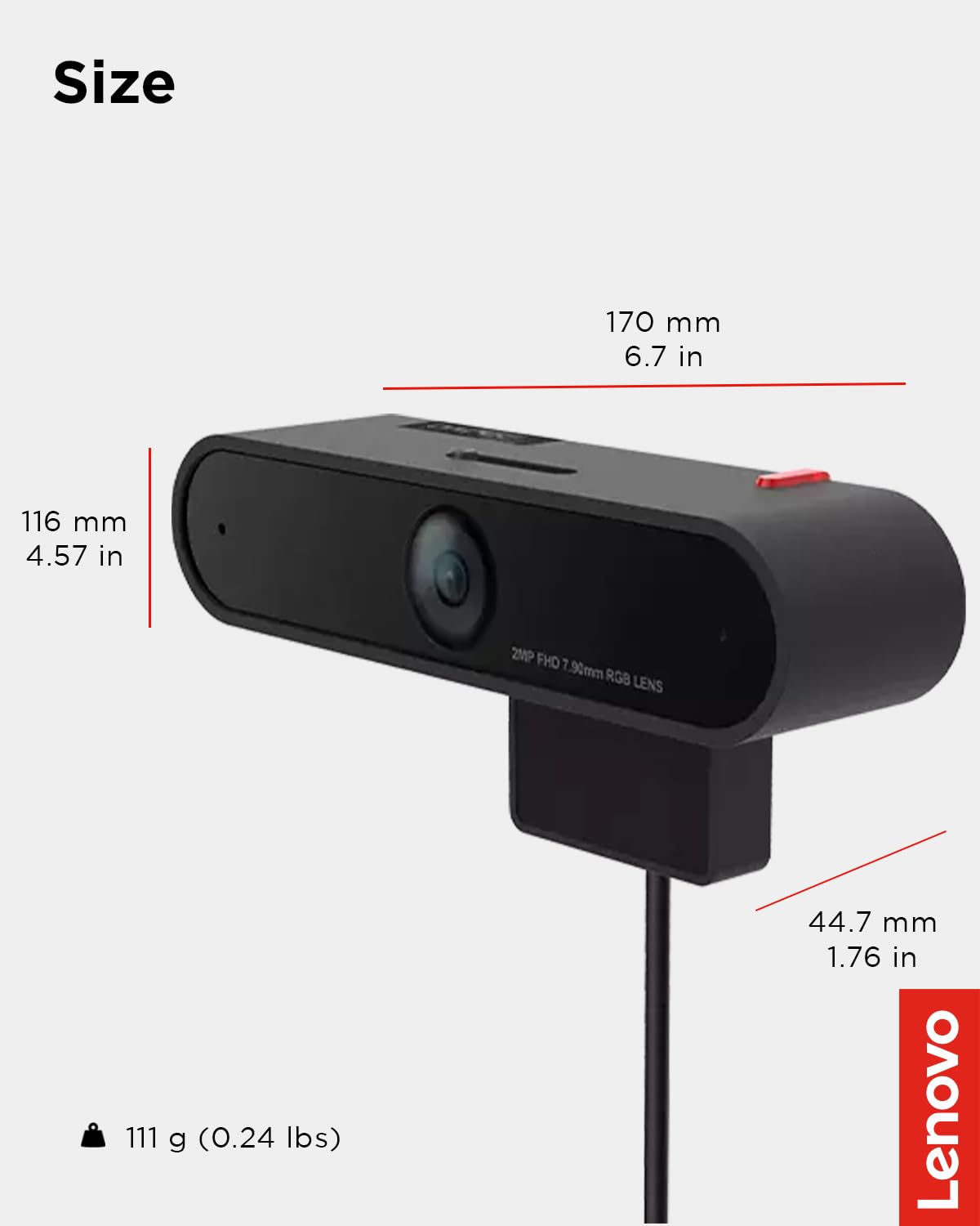 Lenovo HD 1080p Webcam (LC50) - Monitor Camera with 90° Wide Angle, Dual Microphones & Smart Video Capture – Magnetic Desktop Cam w/ Privacy Shutter & Light for Virtual Class, Meetings & Conferences