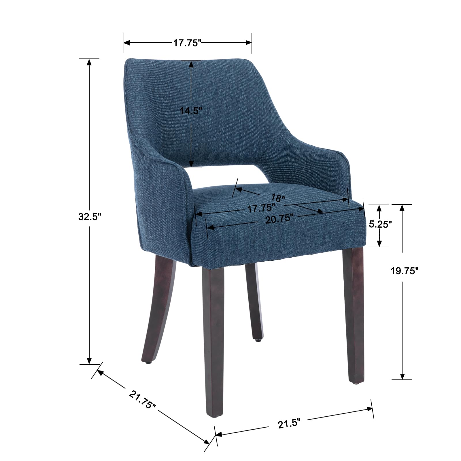 Kmax Fabric Dining Chairs Set of 4 Upholstered Side Chairs Farmhouse Accent Chairs with Open Back Wood Legs for Dining Room Guest Room Restaurant, Cream