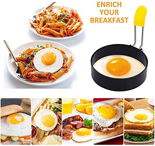 Round Egg Maker Ring 2 Pack, Nonstick Egg Rings for Frying Eggs and English Muffins, Egg Shaper for Frying Pan Cooking, Egg Molds for Griddle, Egg Circles for Breakfast Sandwich Burger