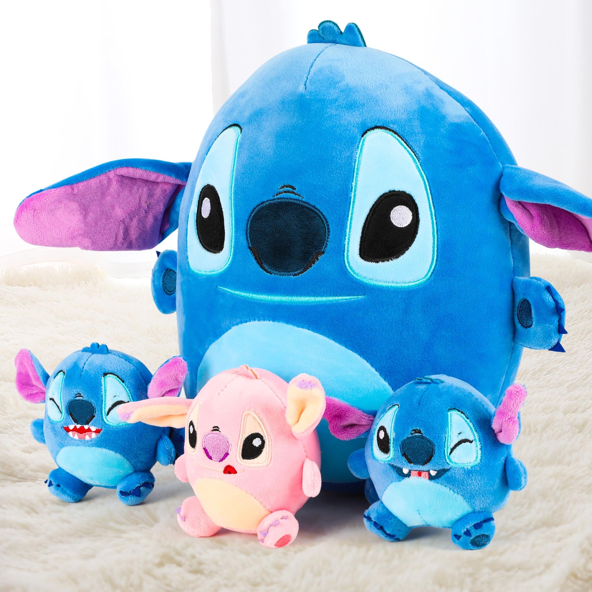 Yeeqoux Stitch Plush - 20 Inch Alien Mommy Plush with 3 Babies Plush Monster Stuffed Plush Pillow Alien Couch Decorat Halloween for Fans Kids