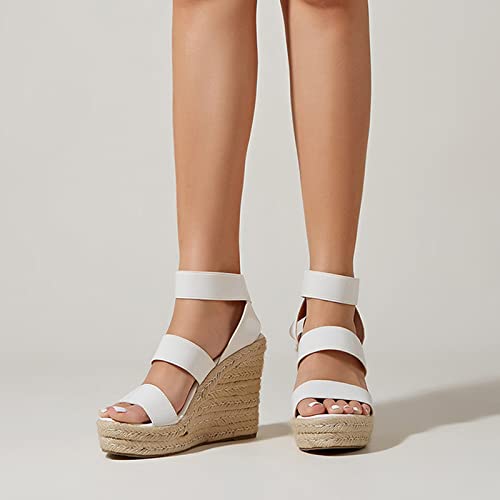 sckarle Wedge Sandals for Women Summer Espadrille Sandals Platform High Heels Beach Ankle Strap Sandal