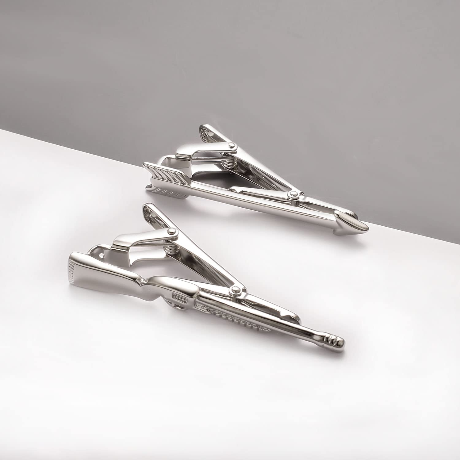 RunootPR Silver Tie Clip Set for Men Unique Sword 2.4" Business Tie Bar Personalized Jewelry Gift