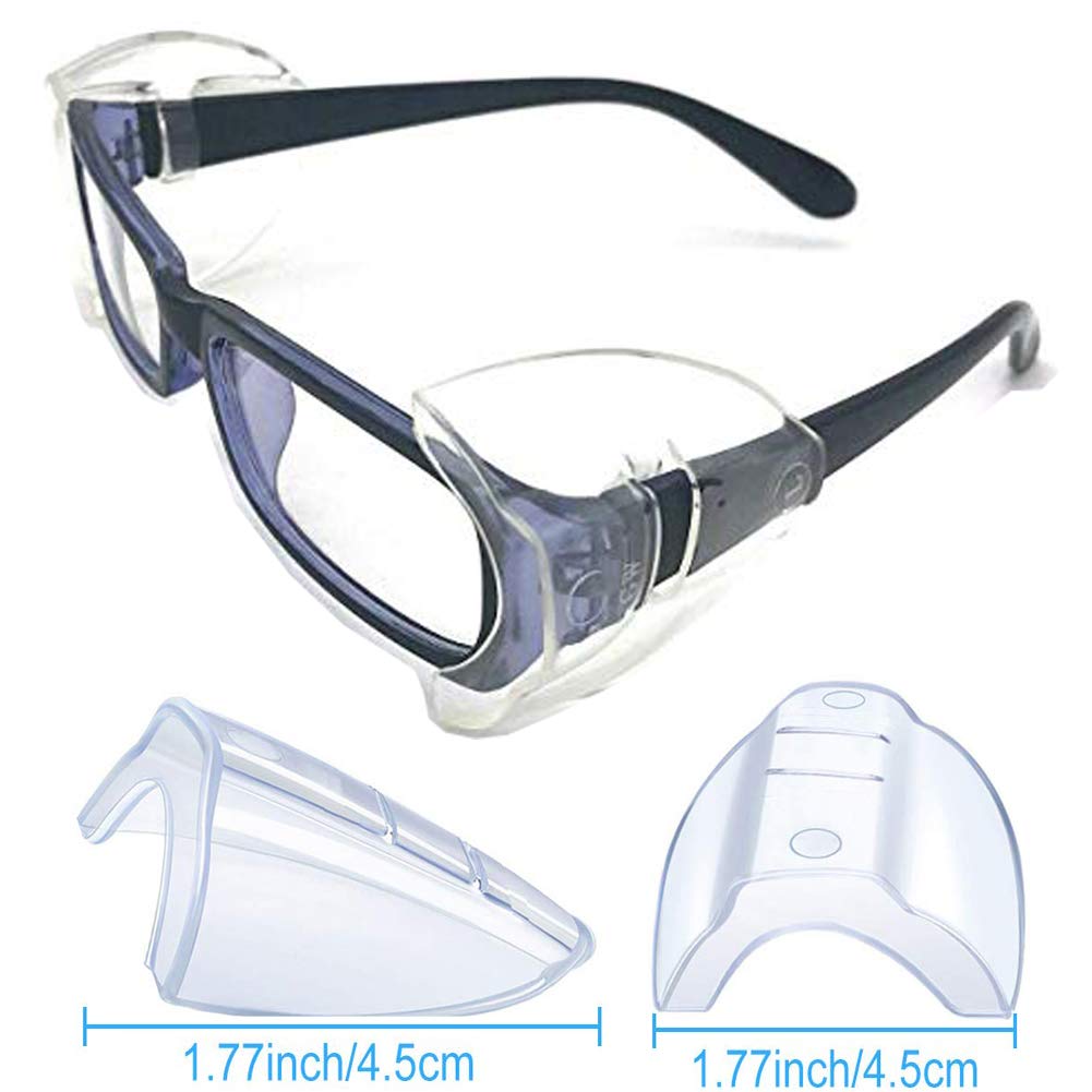 KMDJG 11 Pairs Safety Eye Glasses Side Shields,Slip On Clear Side Shields for Safety Glasses Fits Medium to Large Eyeglasses Frames(10 Pairs Clear and 1 Pair Sapphire Blue)