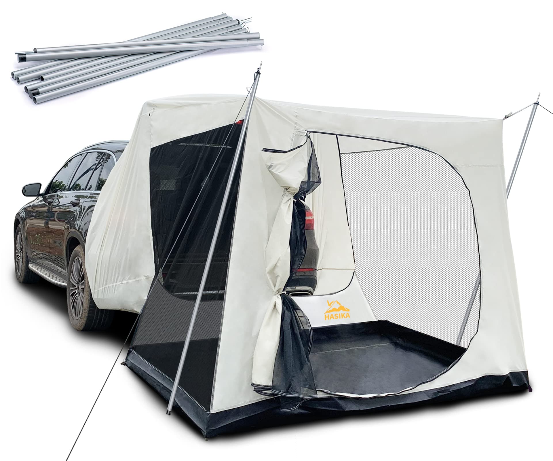 Poles Included Car Screen Tent Universal SUV Tailgate Netting Room with Floor for Hatchback Van Ultralight Portable Camping Accessories