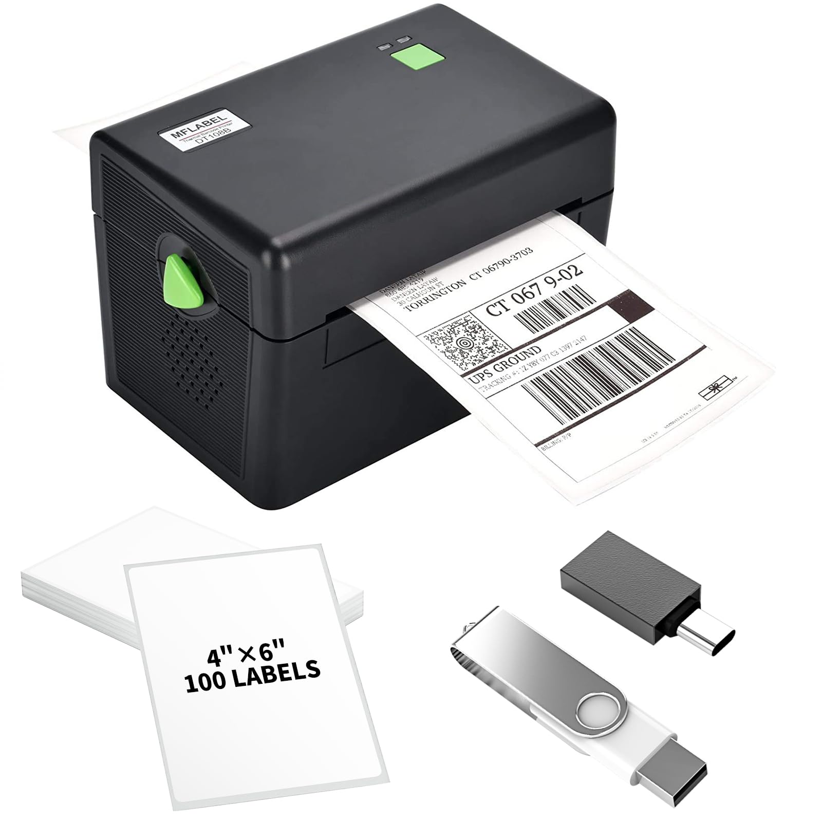 MFLABEL 4x6 Label Printer, Direct Thermal Label Printer High Speed USB Thermal Barcode 4×6 Shipping Label Printer, Compatible with Ebay, Amazon, FedEx,UPS,Shopify,USPS,Etsy