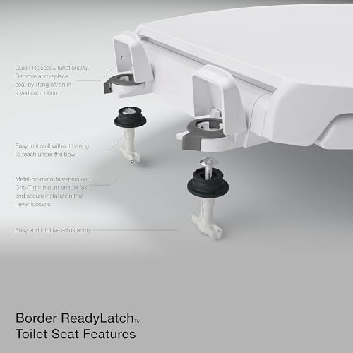 KOHLER 4636-RL-0 Cachet ReadyLatch Quiet Close Elongated Toilet Seat, White & Purewash Toilet Seat Attachment for Bidet functionality, 22860-0, White