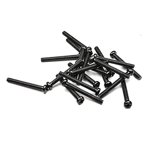 Musiclily Basic 3x25mm Metal Metric Thread Humbucker Pickup Height Adjustment Screws Humbucker Pickup Ring Mounting Screws for Epiphone SG Import Pickups, Black (Set of 20)