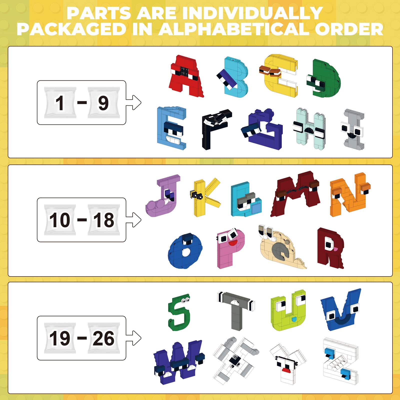 Lingtoolator habet Letter Lore Building Blocks Set, A-Z Alphabets Education Toys ABC Alphabet Learning Toys, ABC Learning for Toddlers Alphabet Knowledge Building Bricks for Boys Girls (943 pcs)