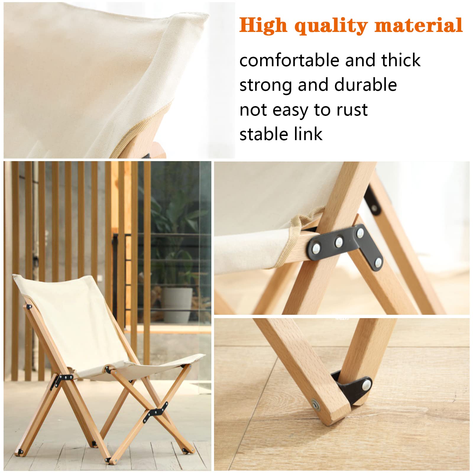 OUTING MATE Wood Camping Chair, Folding Solid Wood Beach Chair,Wood Beach Chair,Wooden Folding Butterfly Chair, Solid Wood Camping Chair(Beech (White)