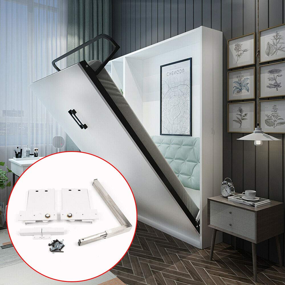 LYNICESHOP Bed Hardware Kit, Horizontal Wall Bed Springs Mechanism Hardware Heavy Duty Bed Support Hardware DIY Kit for Horizontal Wall Mount, DIY Capacity Bed Hardware Kit (Small Size Bed)