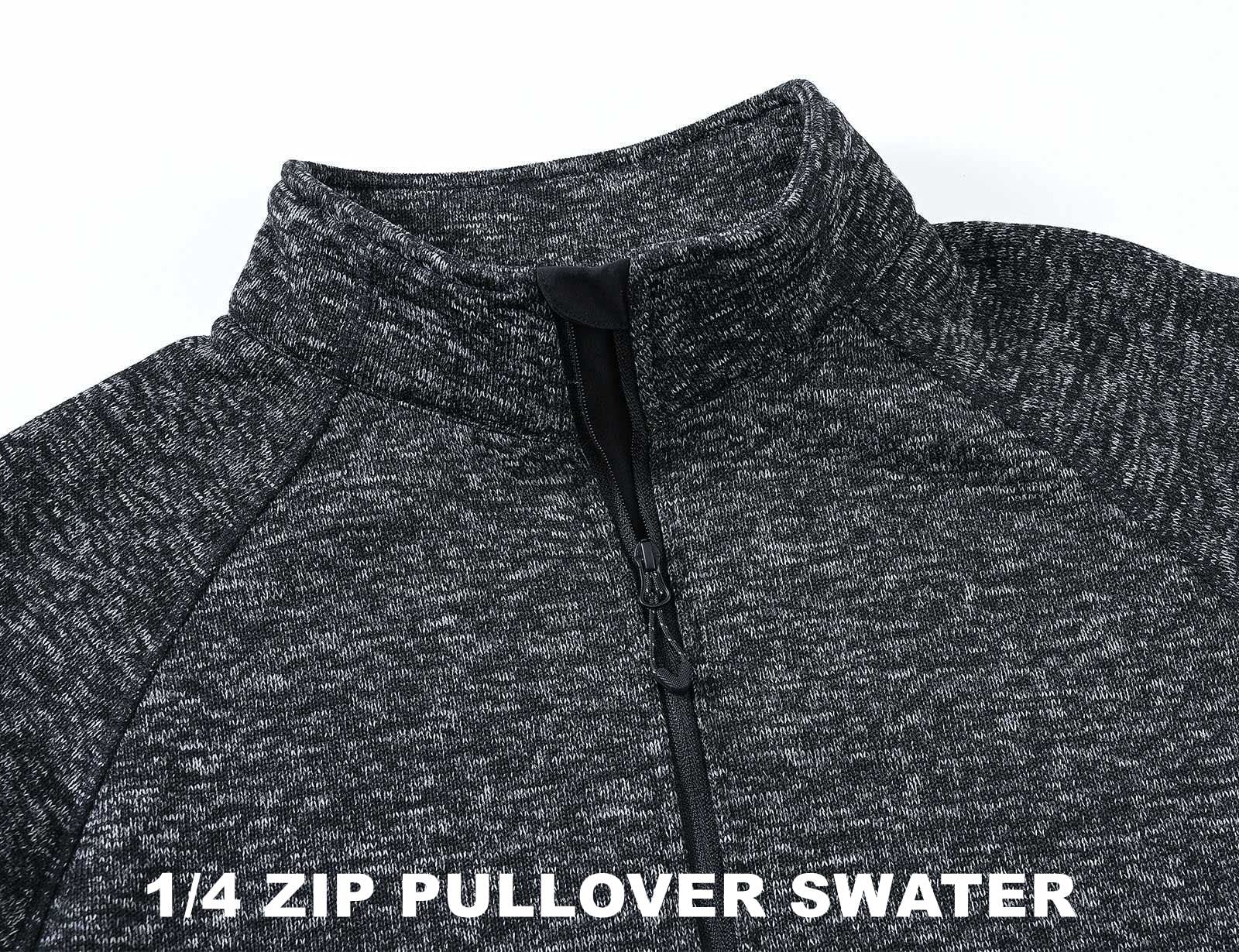 Rdruko Men's Quarter Zip Fleece Sweater Jacket Outdoor Lightweight Thermal Winter Warm Pullover(Black, US XL)