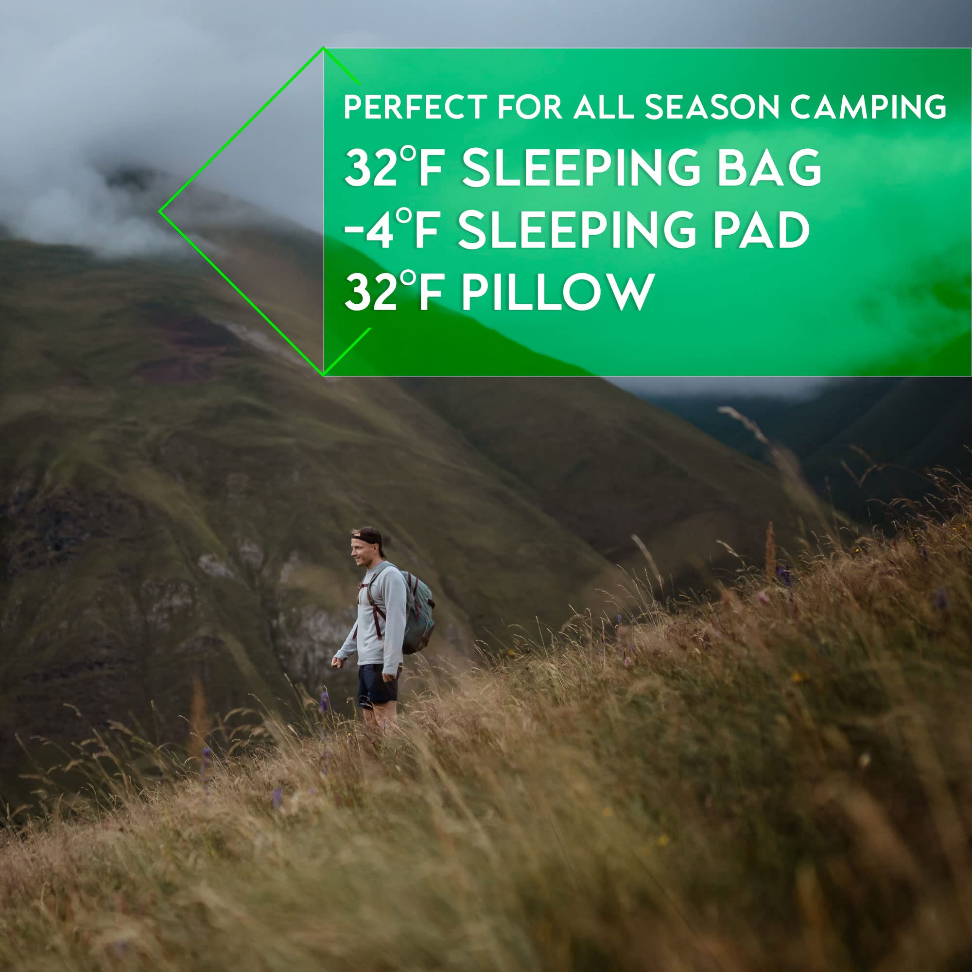 Mummy Sleeping Bag - Insulated Packable Sleeping Bags for Adults with Pillow, Pump Sack, Padded Cushion, Neck Baffle, Hood, Storage Pack - 900 Fill Thermal Bedroll for Camping, Backpacking - 72"x22"