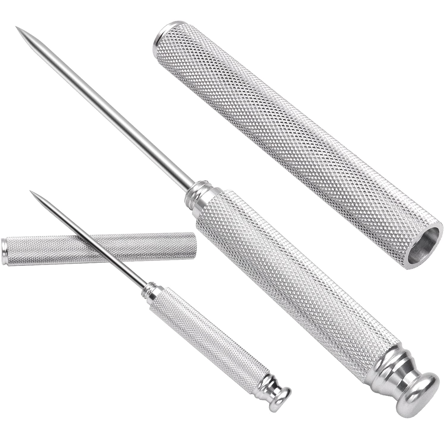 Stainless Steel Ice Picks Crushed Ice Tool With Safety Cover Bar Tools Ice Crushers Chisel Ice Cube Awl Sharp Cone With Non-Slip Handle (Silver)