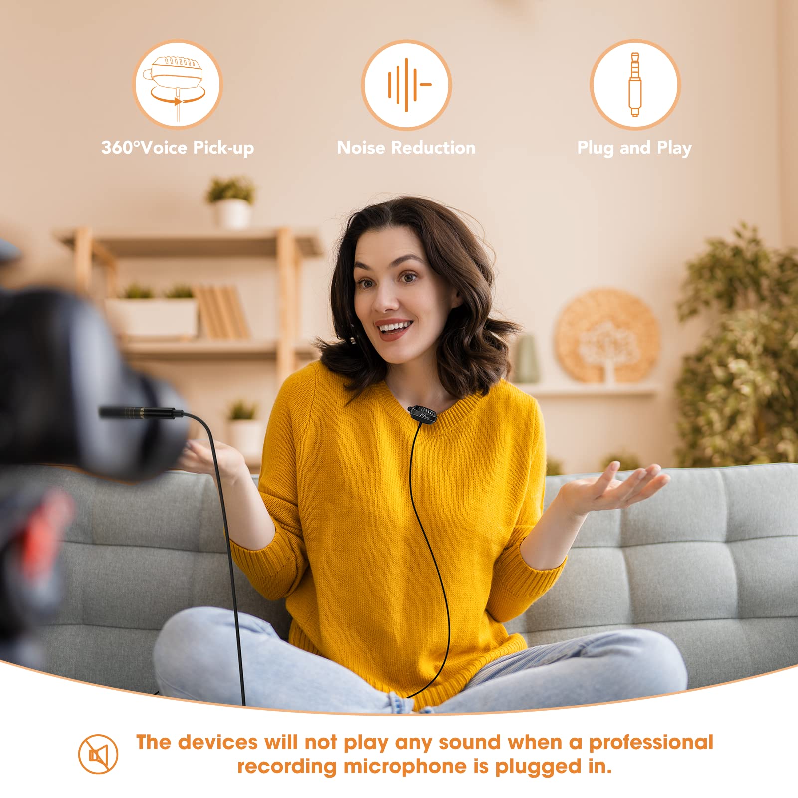 PoP voice Dual Cores Lavalier Lapel Microphone for iPhone Phone Camera Professional Omnidirectional Clip on Mic for Video Recording Blogging Vlogging Interview Portable Lav Mic for YouTube Podcast