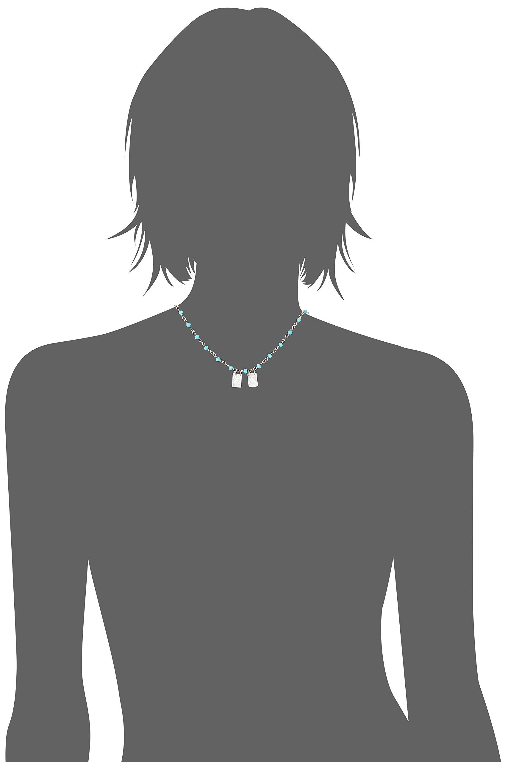 LESLIE BOULES Catholic Scapular Necklace 18 Inches Length Turquoise Crystal Beads Chain