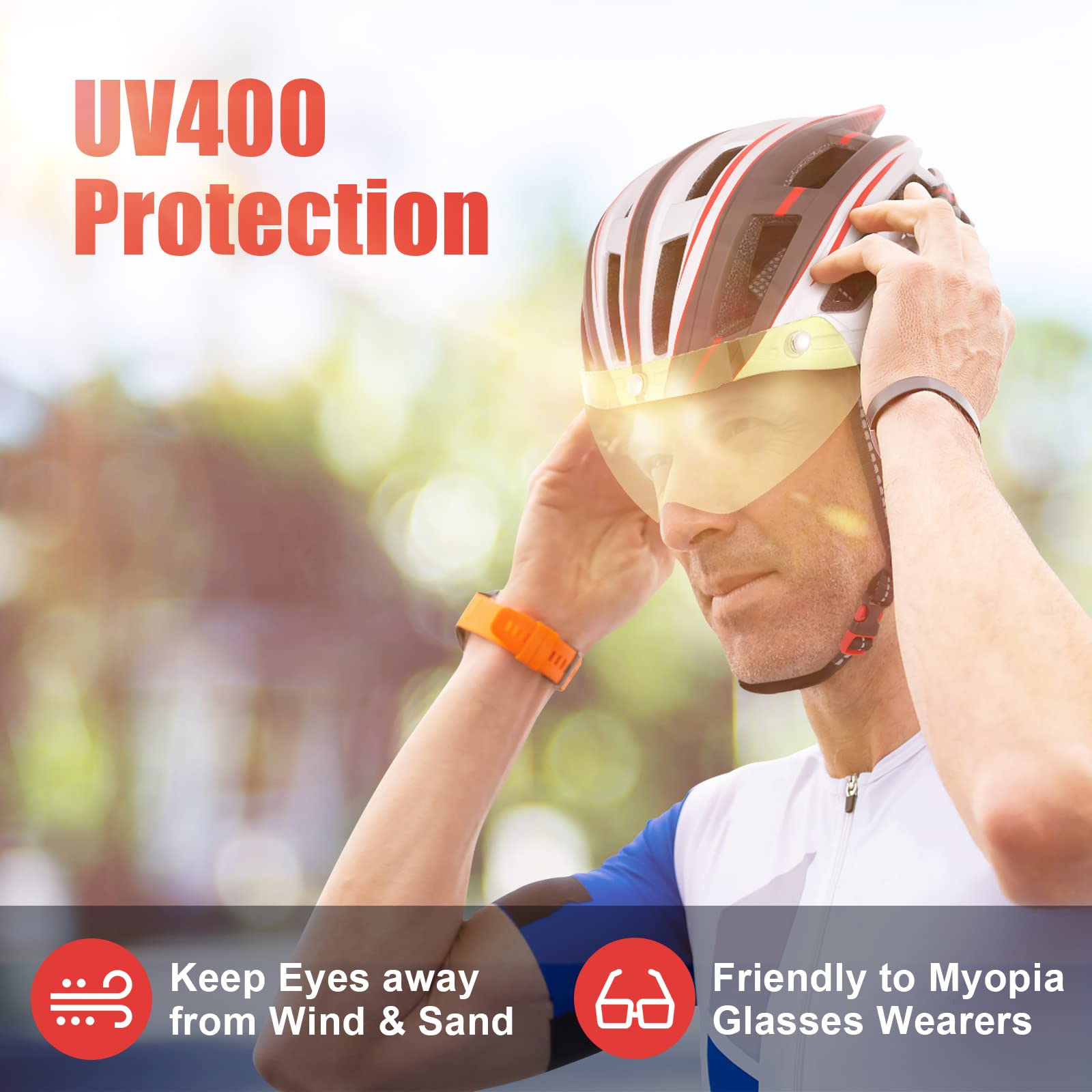 LIXADA Detachable Magnetic Bike Helmet Goggles Visor Removable Sun Visor Shield Cycling Bicycle Helmet