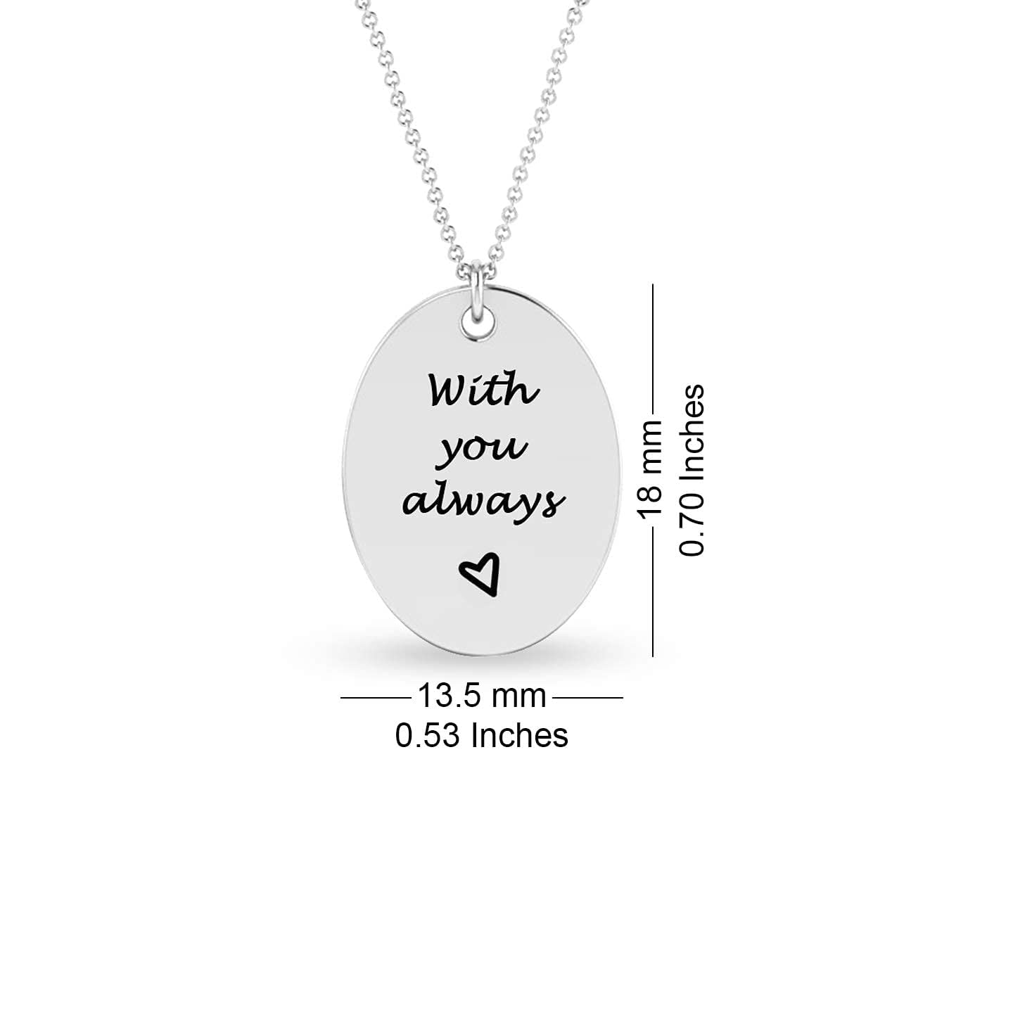 LeCalla Personalized Memorial Thumbprint Necklace Engraved Oval Pendant Custom Message with Fingerprint For Women and Teen Girls