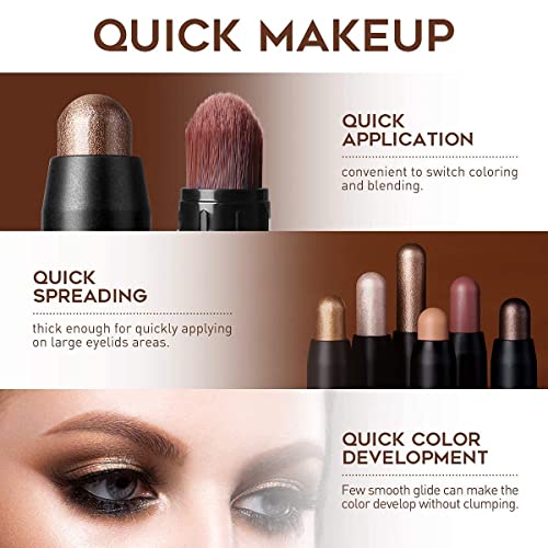 LUXAZA Eye Shadow Stick, Cream Single Makeup with Blending Brush, Eye Brightener / Highlighter Stick, Eyeliner, Smooth Metallic #19 Champagne-silk Pearl
