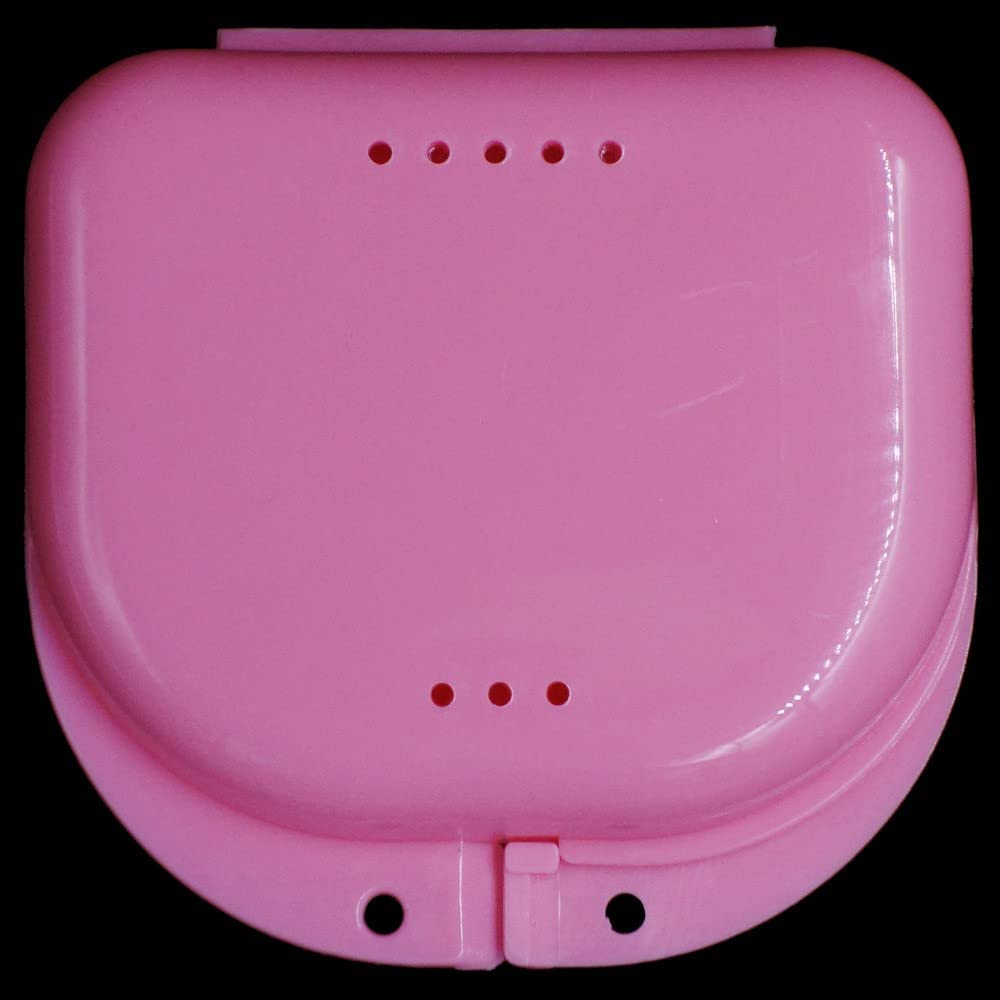 Teeth Denture Bath Box Case Appliance Storage Container False Dentu Boxes Tooth care Electric Toothbrush Timer (Pink, One Size)