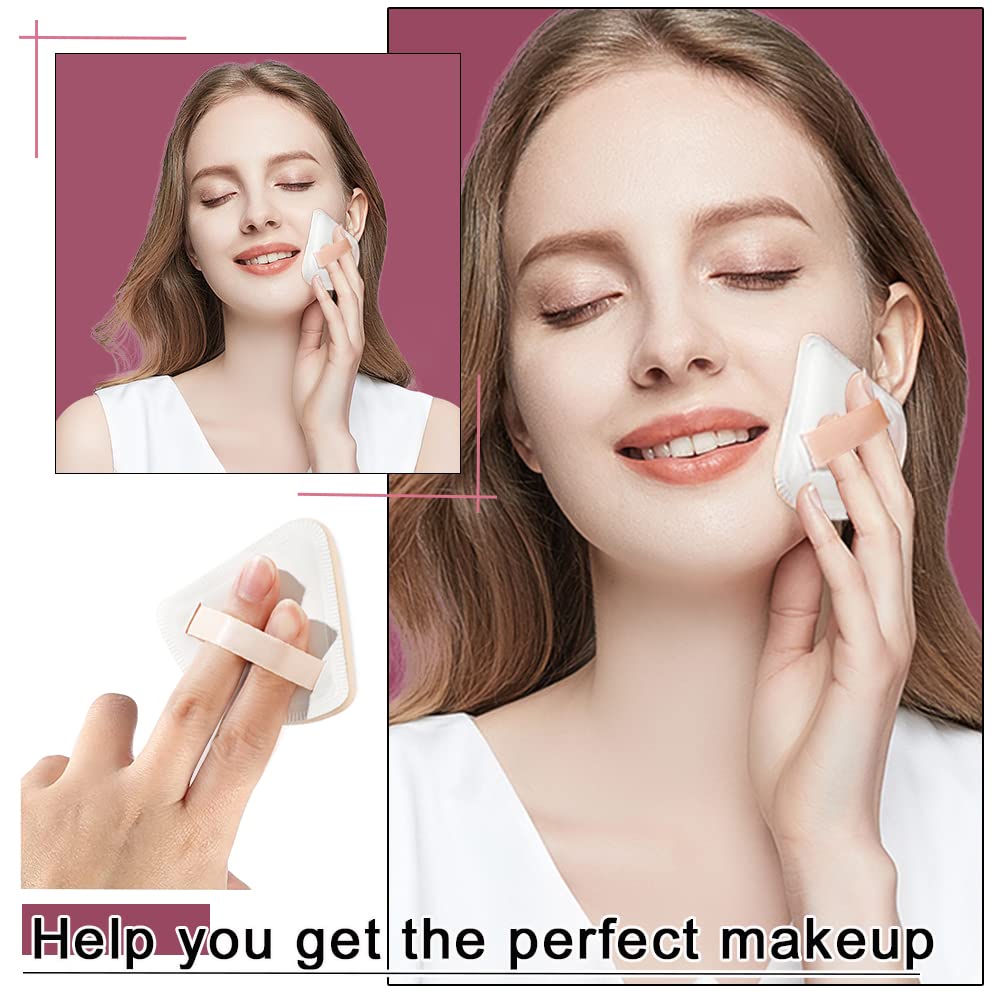 Triangle Powder Puff, 3pcs Velvet Black+3pcs Beauty Blender Makeup Sponge for Face Foundation, Triangle Design Exquisite Makeup Nose Eyes Contouring Soft Makeup Puff Set (3power puff+3blender sponge)