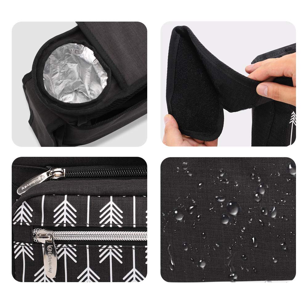 Lekebaby Stroller Organizer with Insulated Cup Holder Universal Stroller Accessories Fits for Stroller like Baby Trend, Baby Jogger, Bugaboo, BOB, Umbrella and Pet Stroller, Black