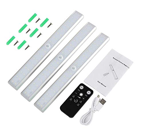 Litake Under Cabinet Lighting Rechargeable,32 LED Wireless Closet Lights with Remote,Dimmable LED Light Bar with Magnetic Strip for Kitchen Cabinets,3 Packs
