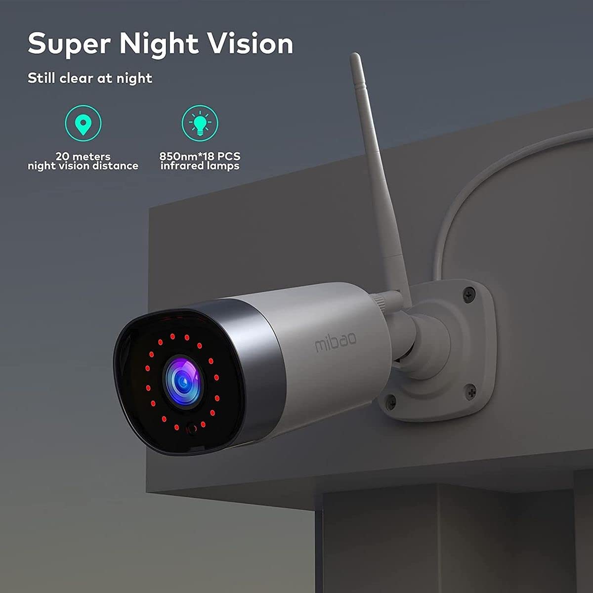 mibao Security Cameras Outdoor, 1080P WiFi Cameras for Home Security, IP66 Waterproof, with Two-Way Audio, Night Vision, Motion Detection, Compatible with iOS/Android (Use Wired Power)