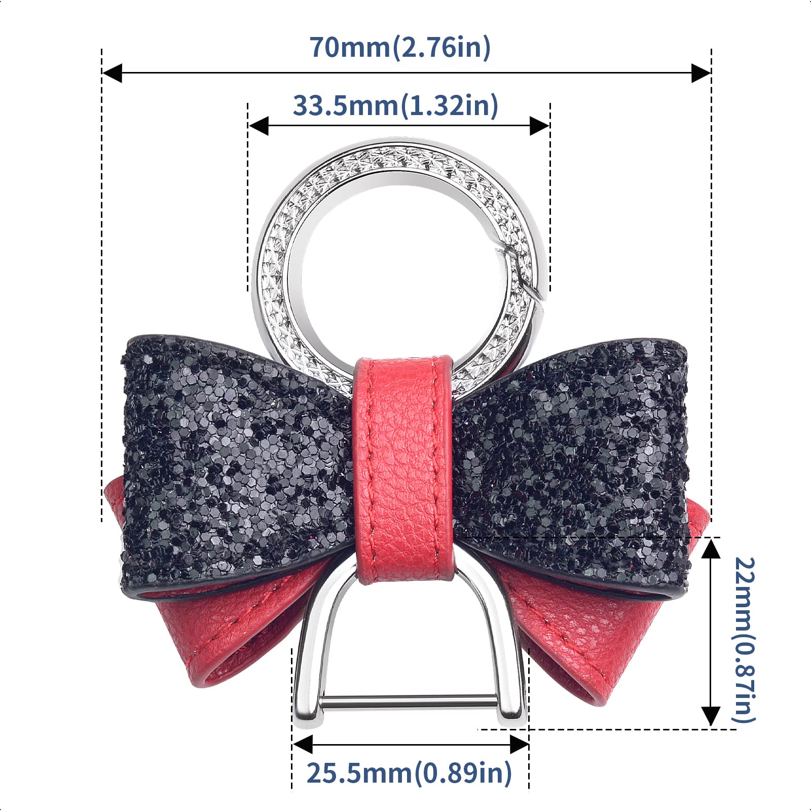 SK CUSTOM Pink Leather bowknot keychain for Women Fingerprint Resistant Plating Metal Key Chain Ring