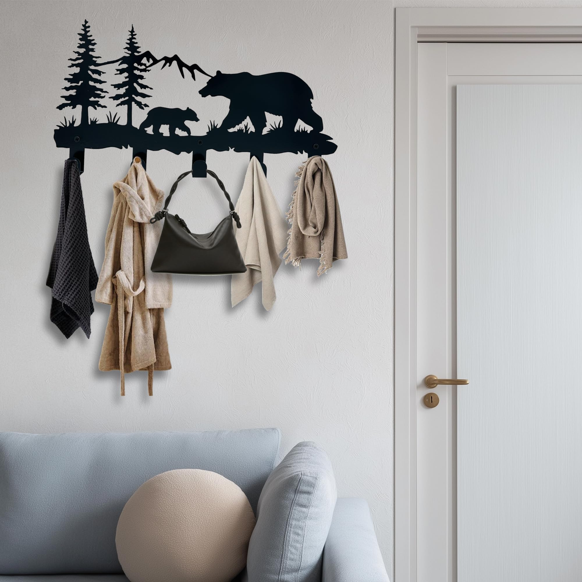 ZORISE Metal Bear Coat Hooks - Animal Theme Wall Art Decor and Key Holder, Hangers for Clothes, Hat, and Backpack, Home Storage Decor for Entryway, Hallway, Office, Kitchen, and Living Room