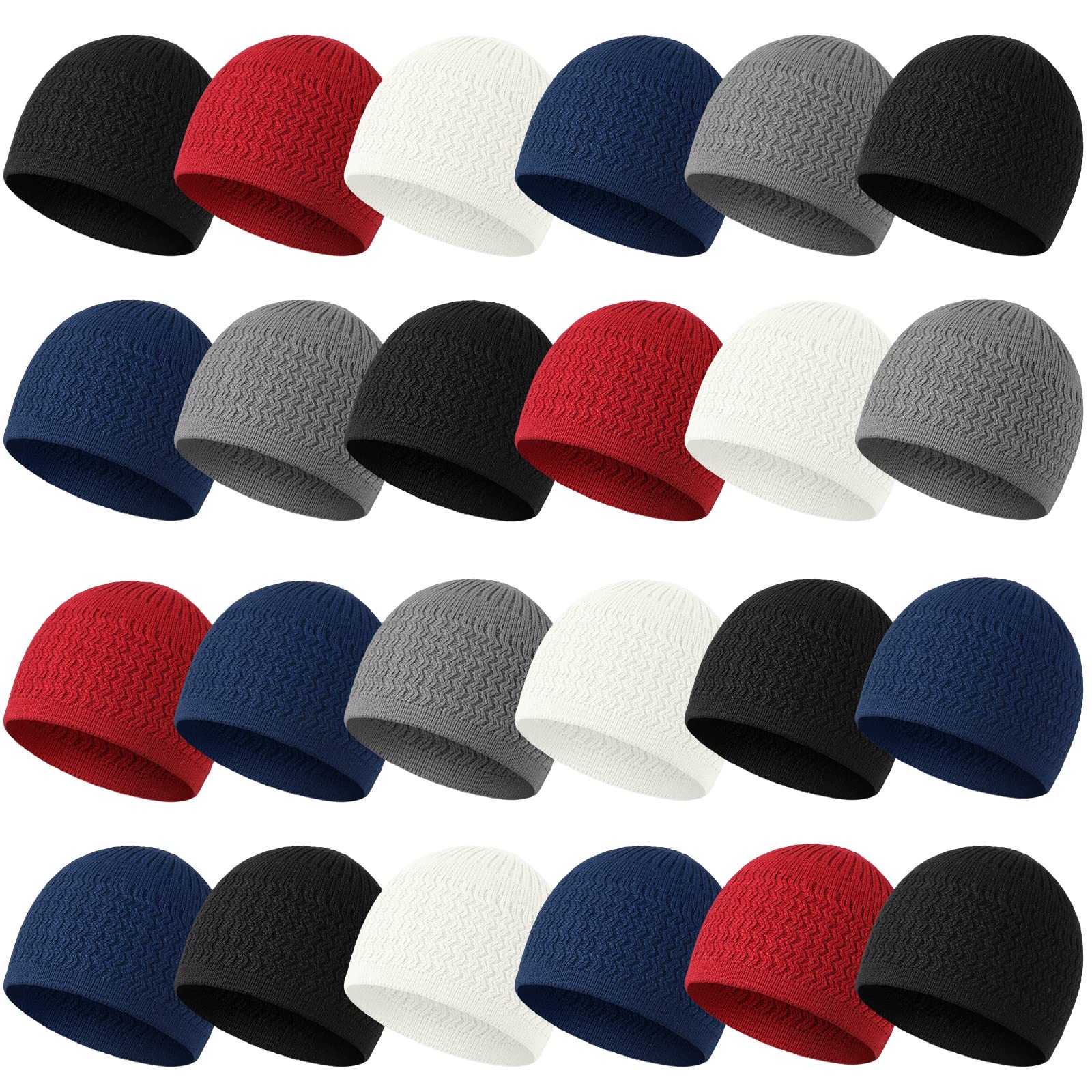 Retisee 24 pcs Kufi Hats for Men Muslim Knit Skull Caps Helmet Liner Crochet Beanie Unisex Headwear(Multi Color)