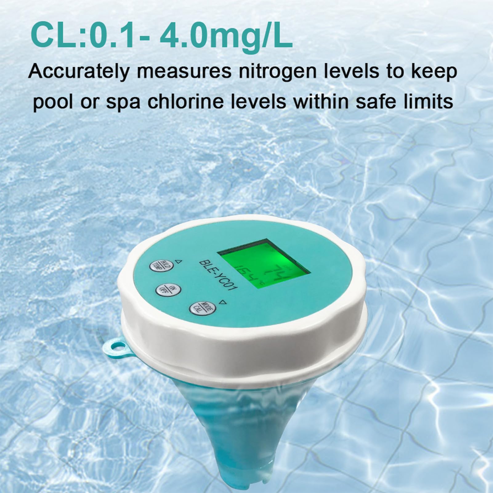 Water Testing Meter, Data Synchronization Display Bluetooth Control IP67 Waterproof 6 in 1 PH EC TDS ORP Temp Residual Chlorine Water Tester Pen, Auto Data Stroage for Pool