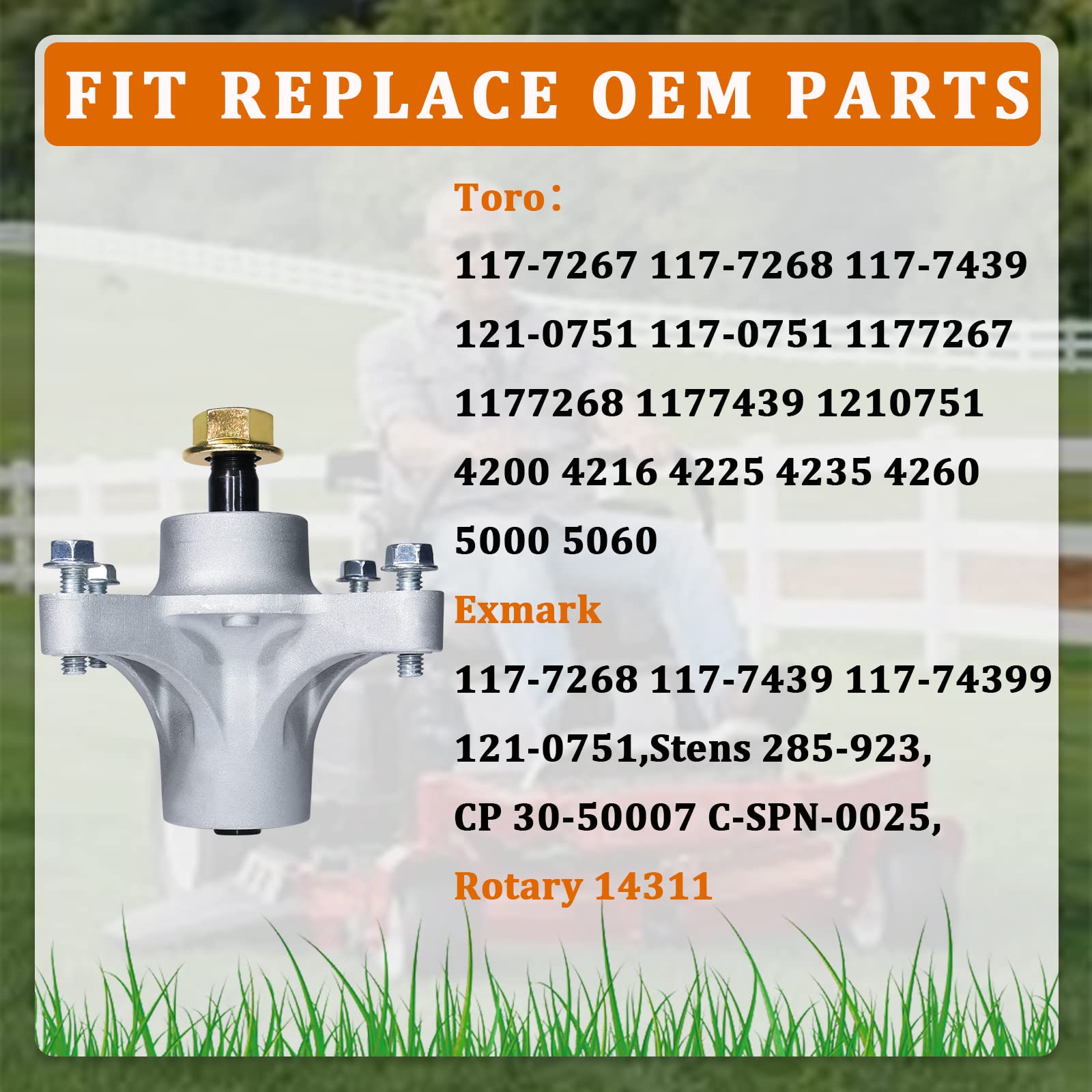 KOOTANS Lawn Mower Spindle Replace for Toro Exmark Oz-line, Toro SS4235 SS5000 SS4200 and Timecutter 5060, Part Numbers 117-7267, 117-7439, Replacement Mower Deck 34" 42" 50" 60" Spindle Assembly
