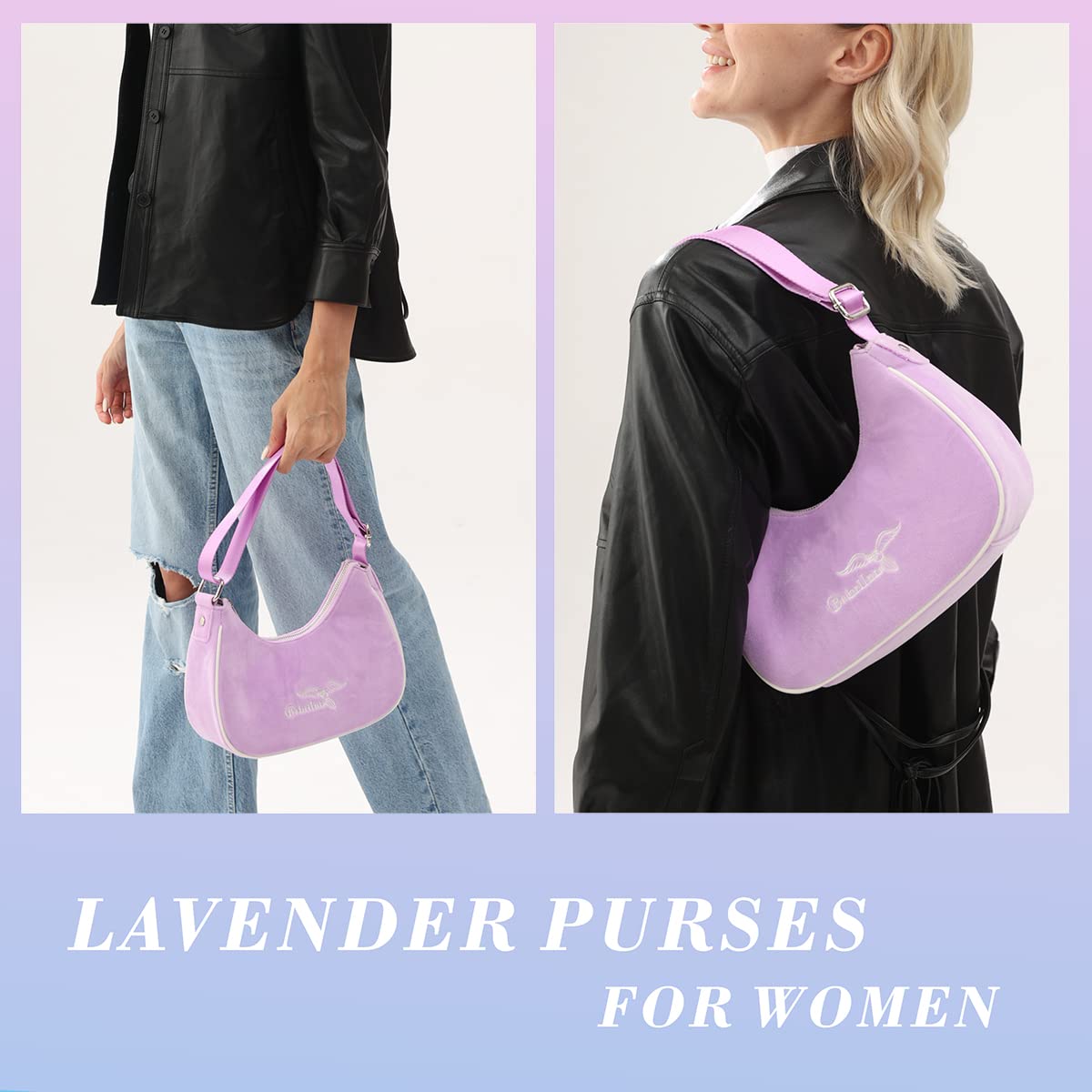 Shoulder Bag With Zipper Closure,Mini-Purses,handbags For Women In Lilac.