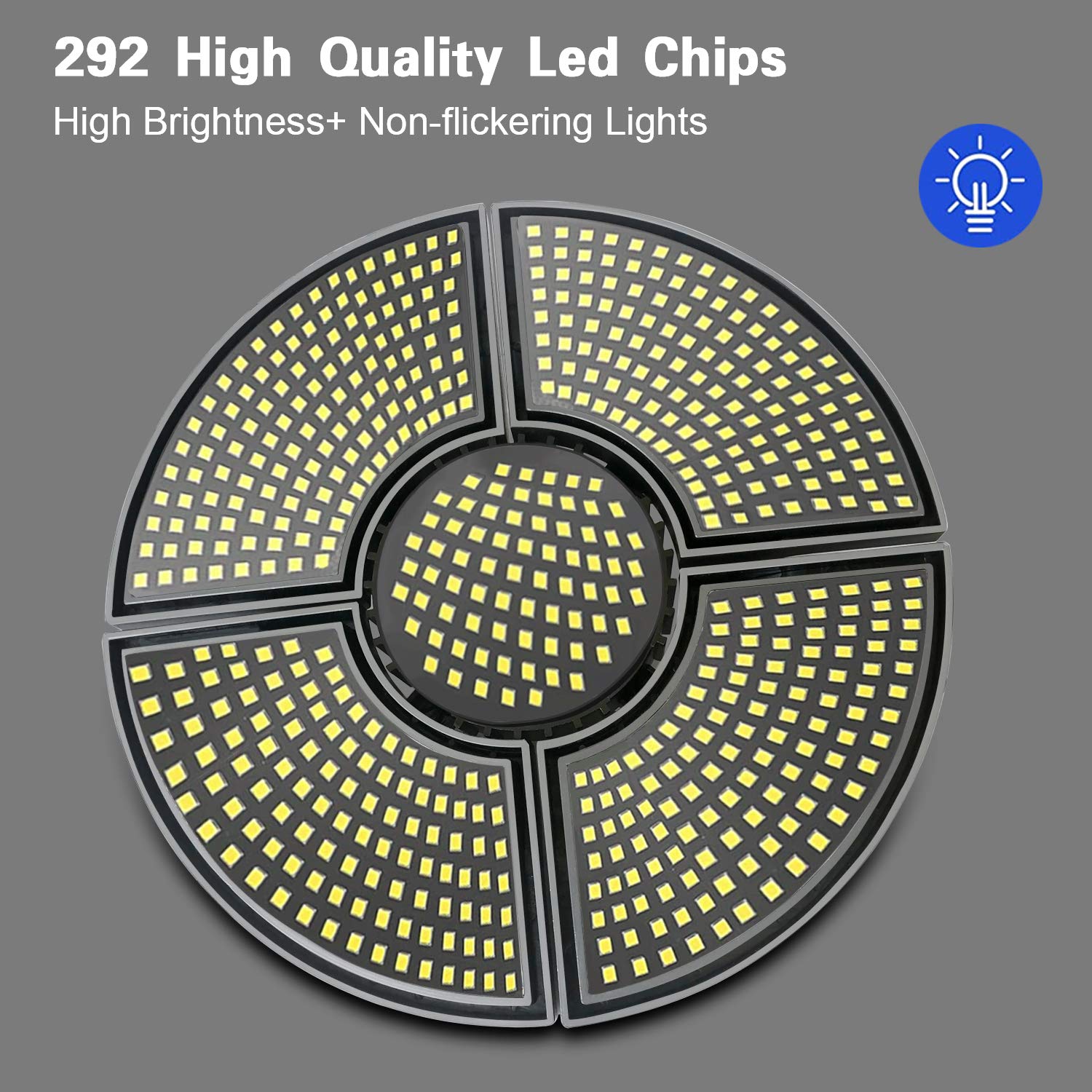 LED Garage Lights, 120W 12000 Lumens Garage Ceiling Lights, 6500K Daylight with Deformable Four Panels Garage Ceiling Light Fixture E26 Utility LED Shop Light for Garage Basement Workshop Warehouse