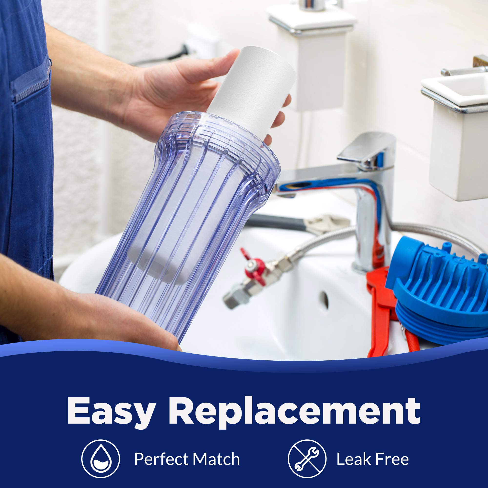 Membrane Solutions 5 Micron 10" x 2.5" Sediment Water Filter Replacement Cartridge for Any Water Filter 10 x 2.5 inch Whole House RO System, Compatible with GE FXUSC, Aqua-Pure AP110, WHKF-GD05-6 Pack
