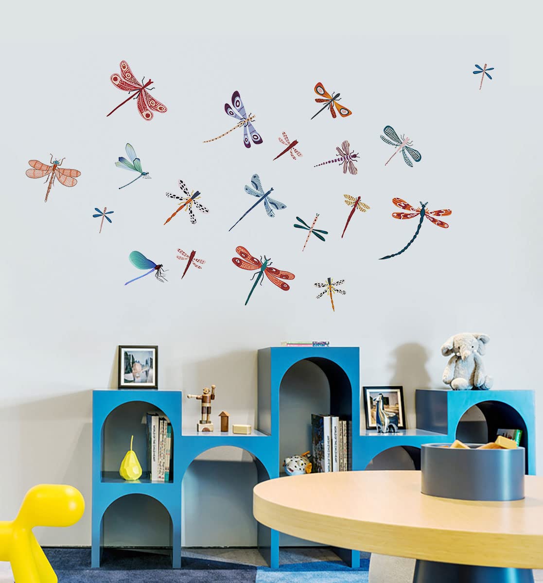Watercolour Dragonfly Wall Decals,Dragonfly Sticker for Nursery,Lovely Animal Window Clings Decoration Wallpaper Mural for Kid’s Room Classroom School