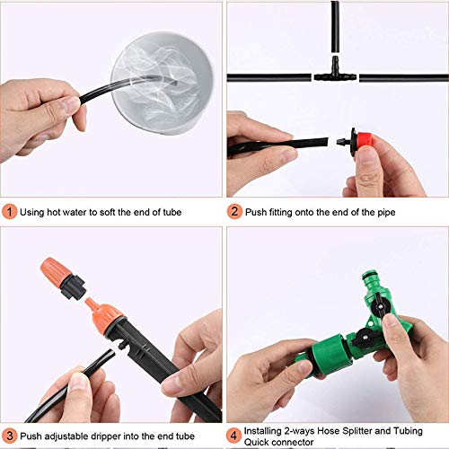 M Joy Decor Drip Irrigation Kit, Automatic Garden Watering System with Adjustable Dripper,Blank Distribution Tubing Hose Atomizing Nozzles Drippers Watering Drip Kit (40m/130ft)