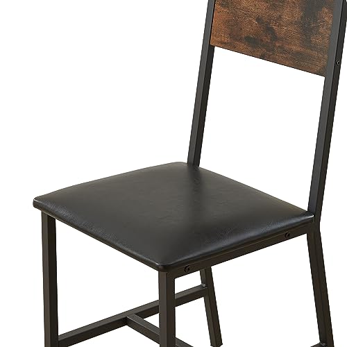 Livavege Industrial Table 4, 3-Pieces Kitchen & Dining Room Sets with 2 Benches for Small Space Dinette, Metal Frame and Wood Board, Ideal for Home Breakfast Nook, 3-pcs, Rustic Brown