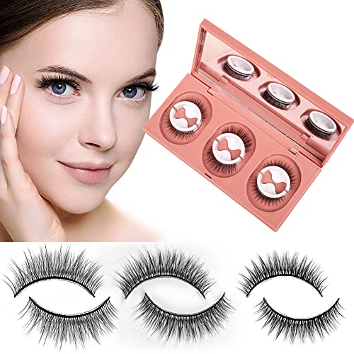 SAOTAENG Reusable Self-Adhesive Eyelashes No Lashes or Glue Needed, False Lashes Stable and Easy to Put On, Natural Look and Waterproof Fake Eyelashes, Gift for Women (3-Pairs)…