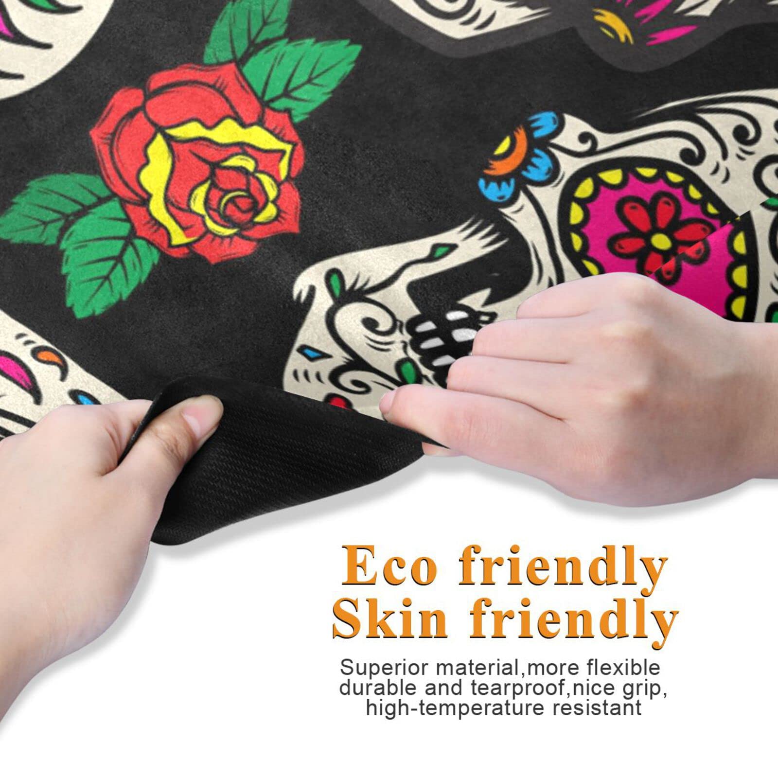 senya Mexican Sugar Skull Yoga Mat Cover, Non Slip Exercise Mat Cover High Performance Grip, Coming with Carry Bag(228vb9a)