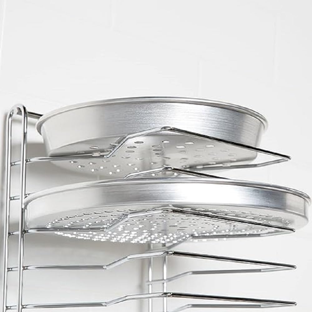 TrueCraftware- 15 Tier Chrome Plated Pizza Pan Rack- Pizza Pan Rack Holder Safe Sturdy 15- Slot Pizza Pan Rack for Pizza Pan Pizza Trays Pizza Screens for Home Kitchen Restaurant Catering