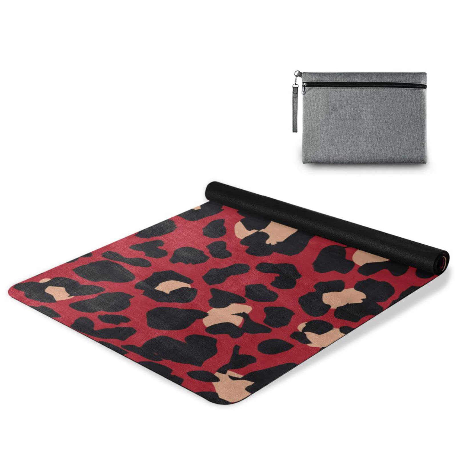 senya Red Leopard Cheetah Print(c3) Yoga Mat Cover, Non Slip Exercise Mat Cover High Performance Grip, Coming with Carry Bag(228vb9a)