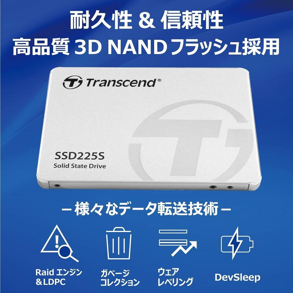 Transcend Japan TS500GSSD225S Transcend SSD, 500 GB, Internal 2.5 Inch, SATA3, 0.3 inches (7 mm), Genuine Japanese Product