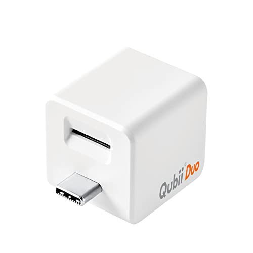 MAKTAR Qubii Duo - USB-C Flash Drive Fits iPad Flash Drive for Android Smartphone iPhone Backup Flash Drive iPhone Photo Backup Storage Device with File Organizer App - White without Micro SD Memory