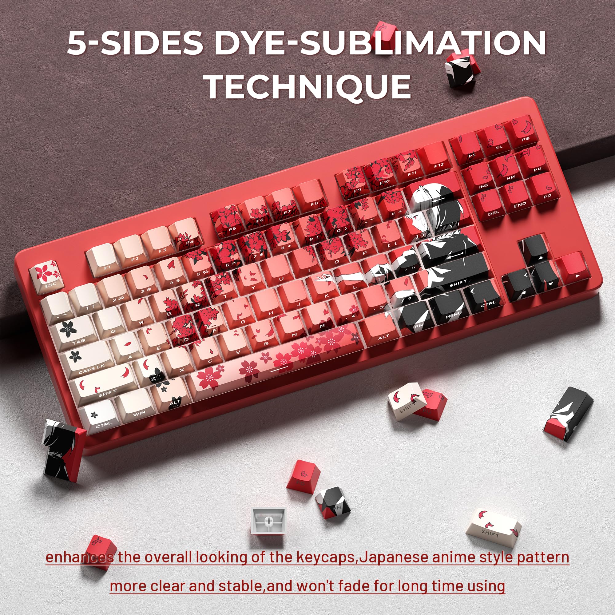 PBT Keycaps 143 Keys Honey keycaps New Version Dye-Sublimation XDA Keycaps Japanese keycaps for Cherry Gateron MX Switches Mechanical Gaming Keyboards(with 1.75U Shift)